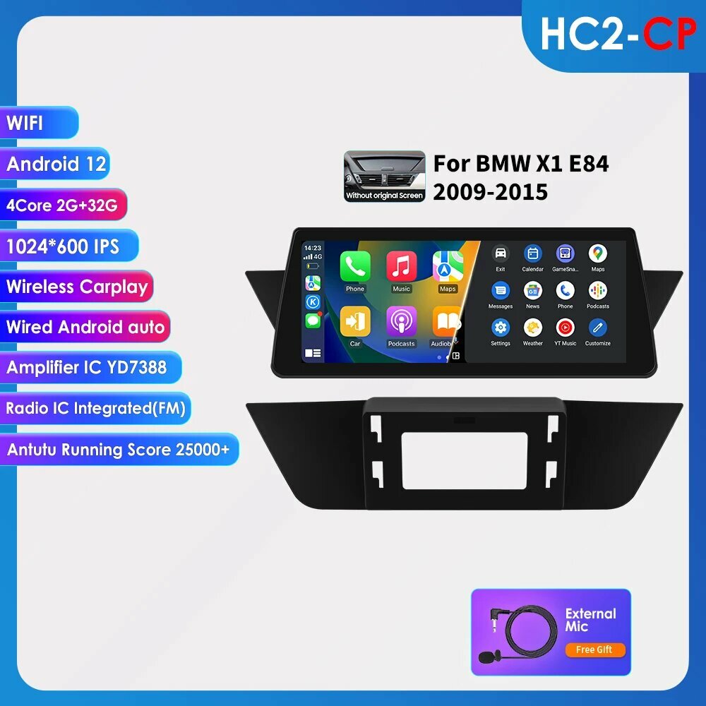 10,25-дюймовый экран Android14, автомобильный радиоприемник, мультимедийный 2G-32G (idrive)