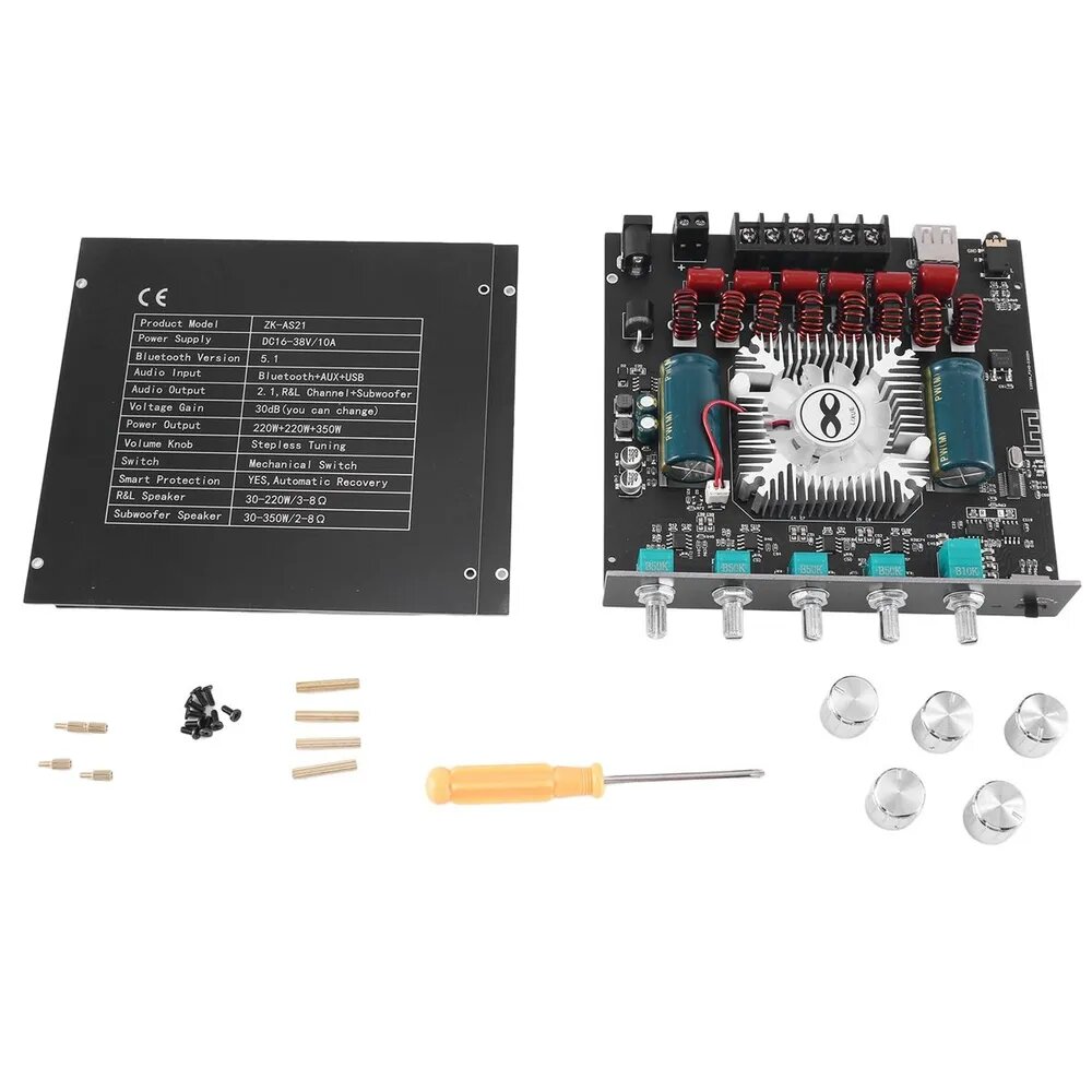 Сабвуфер ZK-AS21 Digital Bluetooth Audio Amplifier Board 220Wx2 + 350W