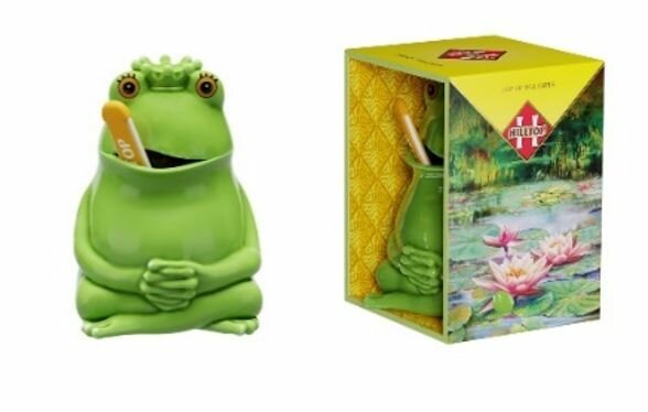 Чай HILLTOP "Черный лист" черный байховый цейлонский крупнолистовой + чайница (с ложкой) Лягушка керамика 50гр