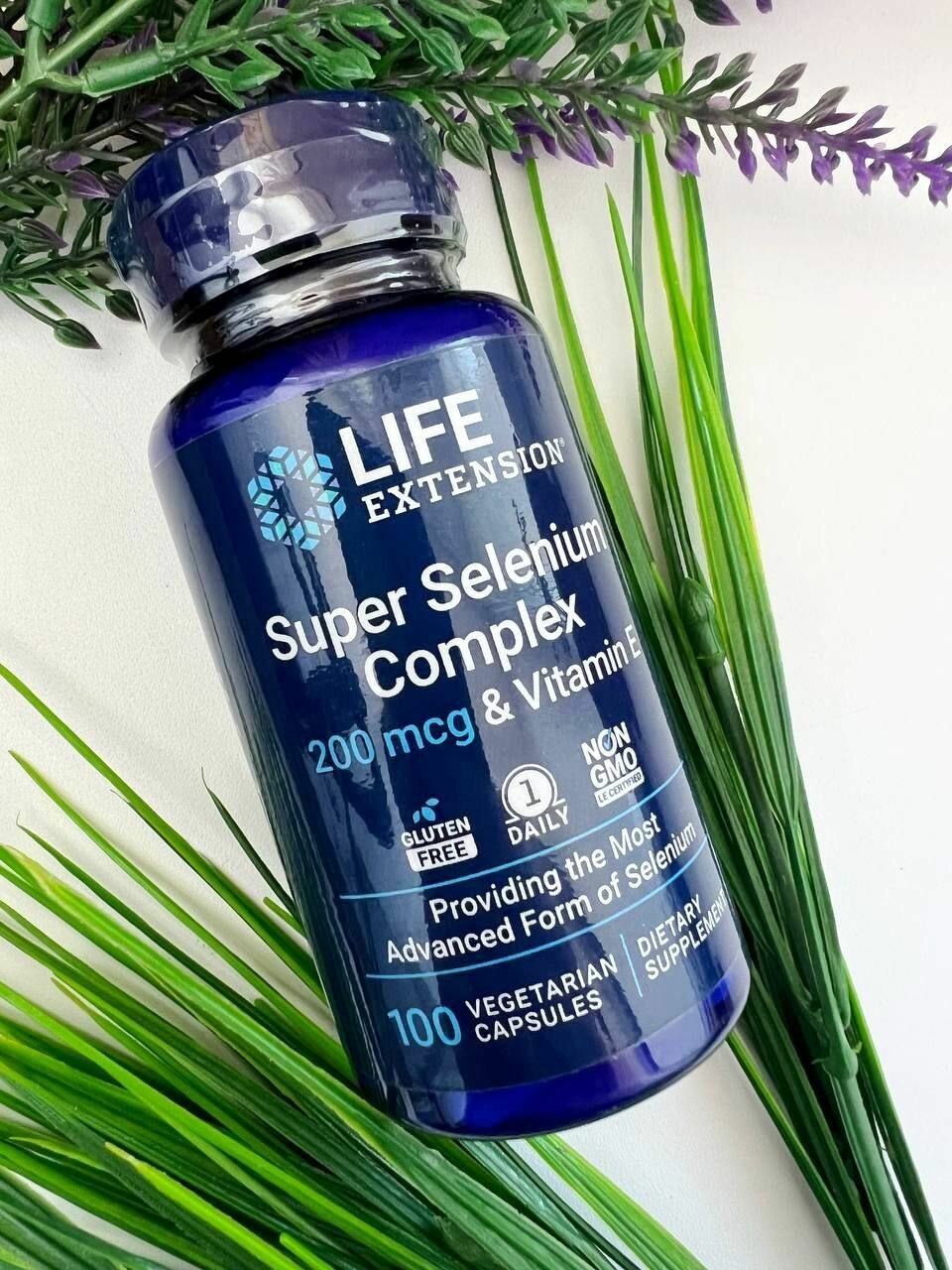 Селен и витамин Е, Life Extension, для иммунитета, волос, кожи, ногтей, щитовидки, 200мкг, 100капсул