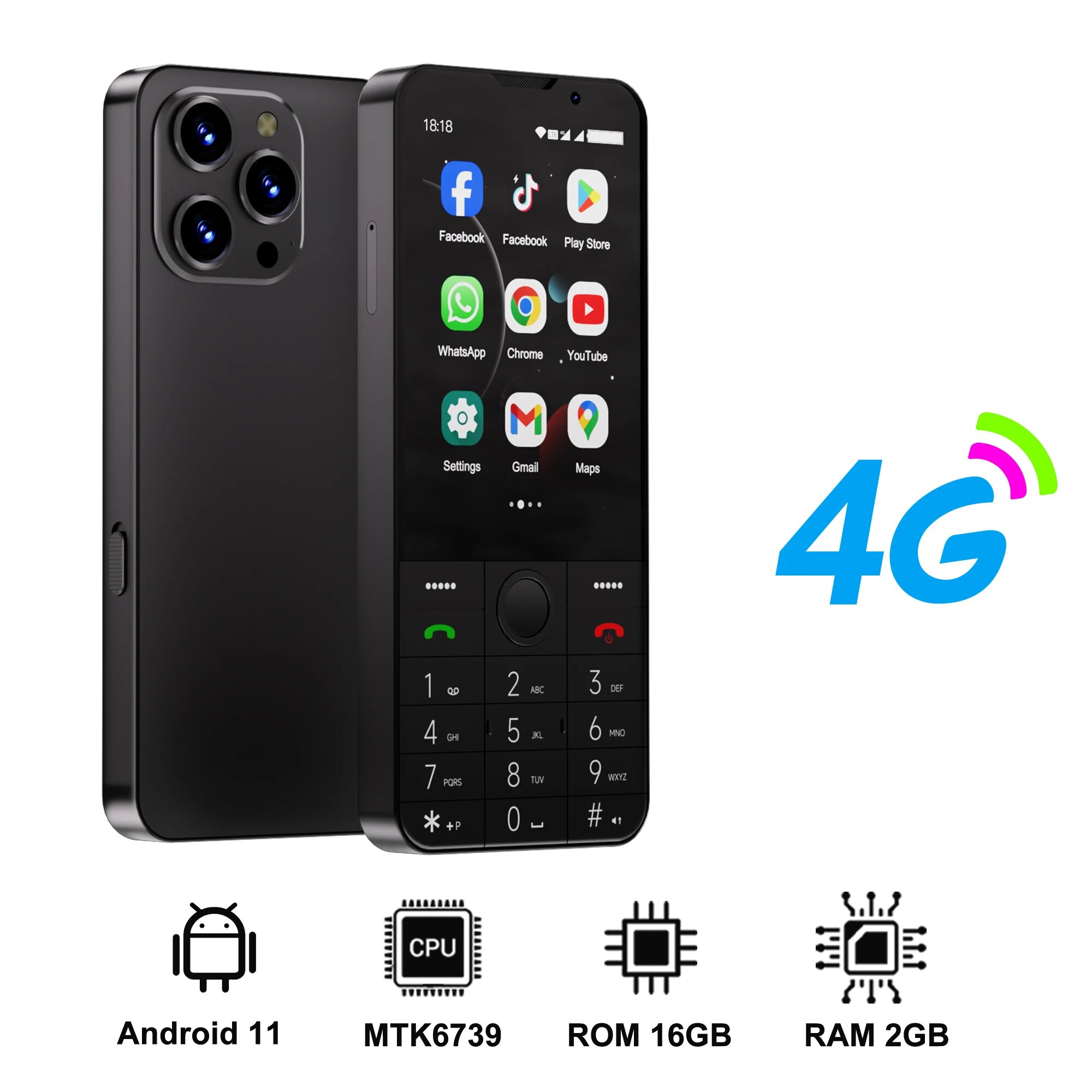 SERVO F26 PRO Android-смартфон с кнопкой 4G LTE, двойная SIM-карта, 2 ГБ + 16 ГБ, скоростной набор WhatsAPP, Wi-Fi, 3,5-дюймовый сенсорный дисплей, смартфоны
