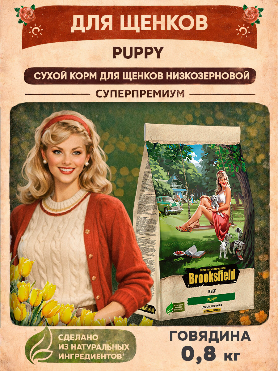 Сухой корм для щенков BROOKSFIELD (Бруксфилд) Индейка и говядина, 800 г