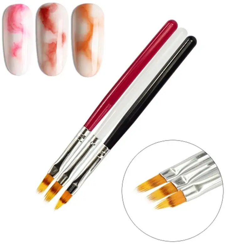 Кисти для ногтей нейлоновые, 3шт, Цвет: 3pcs A