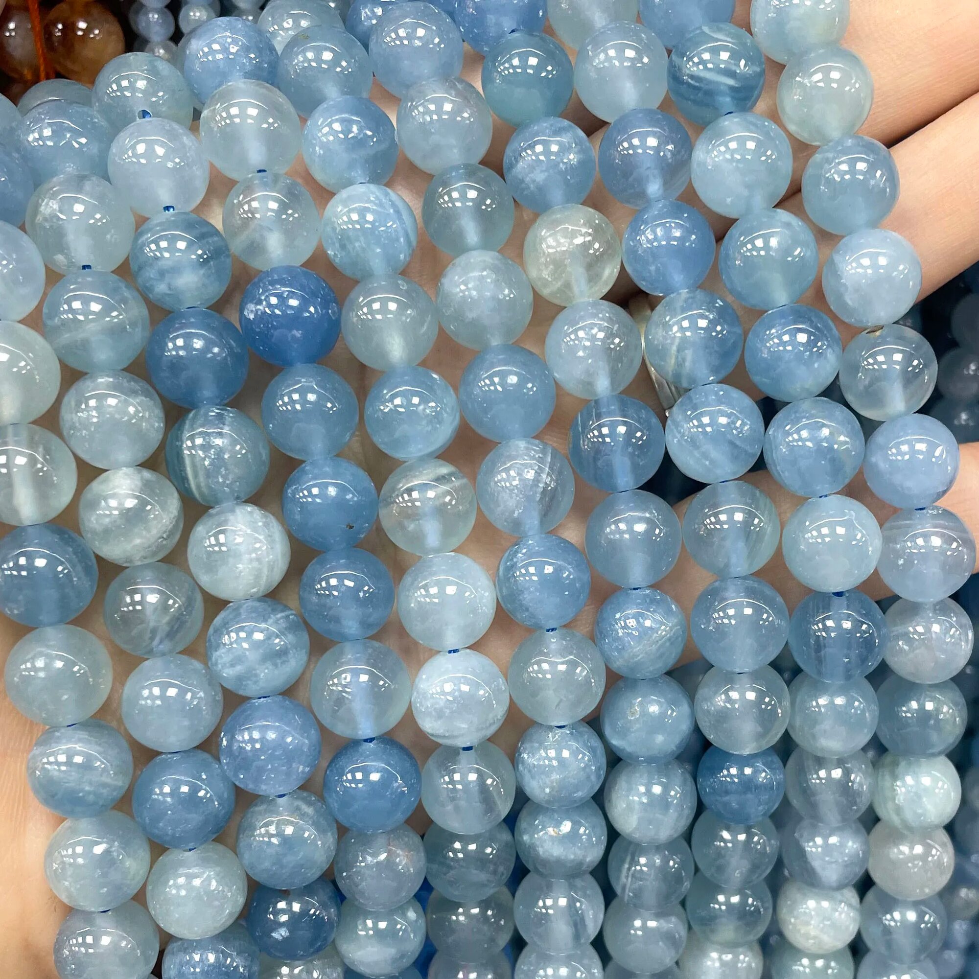 6 8 10 мм натуральный камень синий кальцит свободные круглые бусины из драгоценных камней камень для изготовления ювелирных изделий Diy браслет ожерелье аксессуары 7,5 дюйма