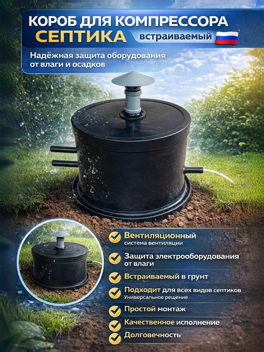 Короб для компрессора "Фолк", для септика, черно-серый/черный/черный матовый, 40 см x 50 см