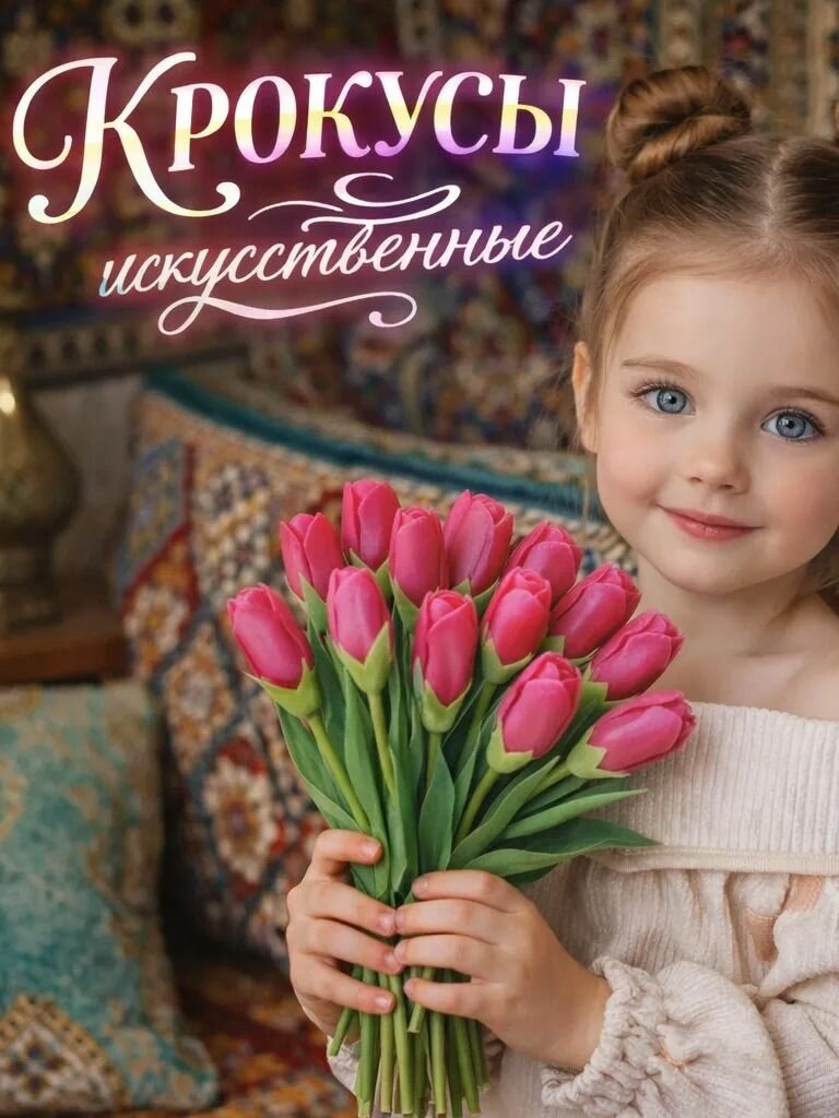 Искусственные цветы букет крокусов 3шт. тюльпаны