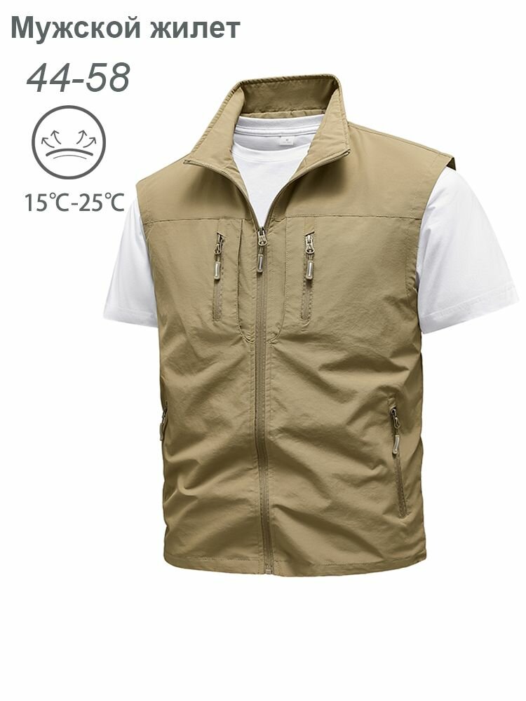 Весенний летний мужской повседневный жилет с карманами