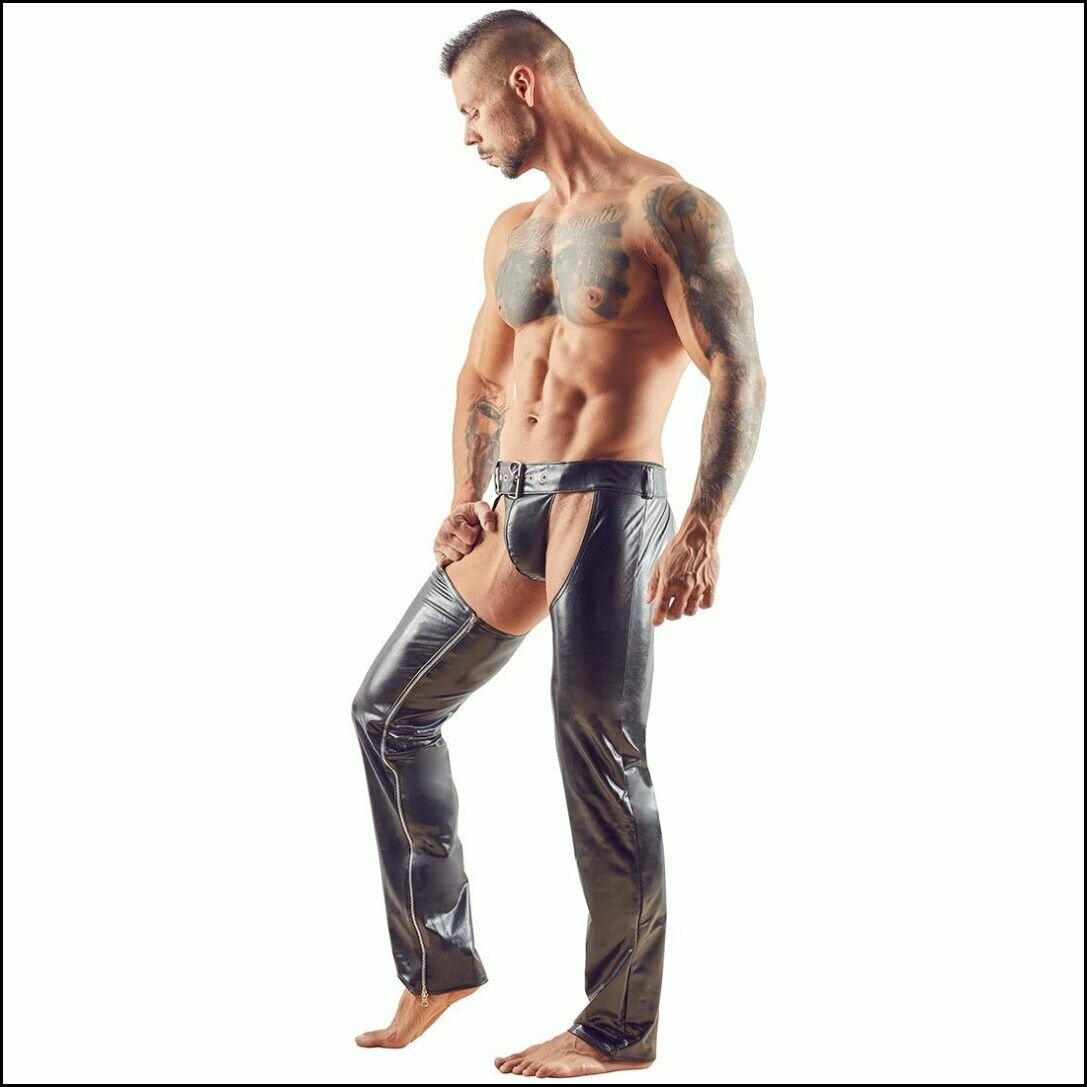 Стильные чапсы для мужчин из экокожи с премиальными стрингами в подарок, ковбойская модель
