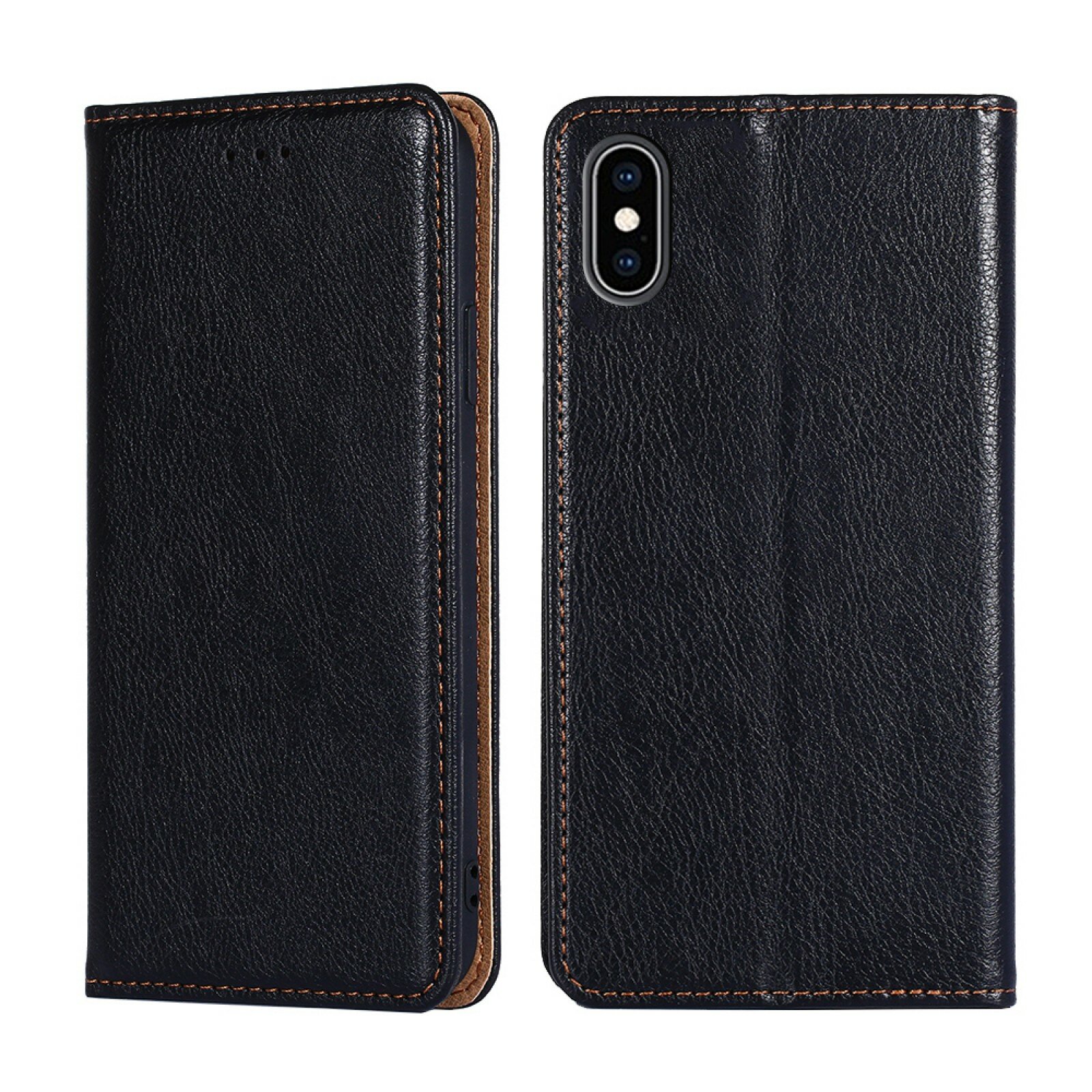 Чехол-книжка MyPads для Apple iPhone XS Max черный из искусственной кожи