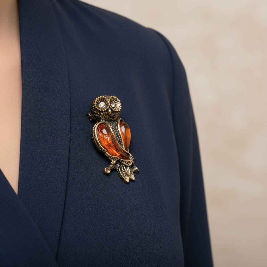 Брошь, янтарь