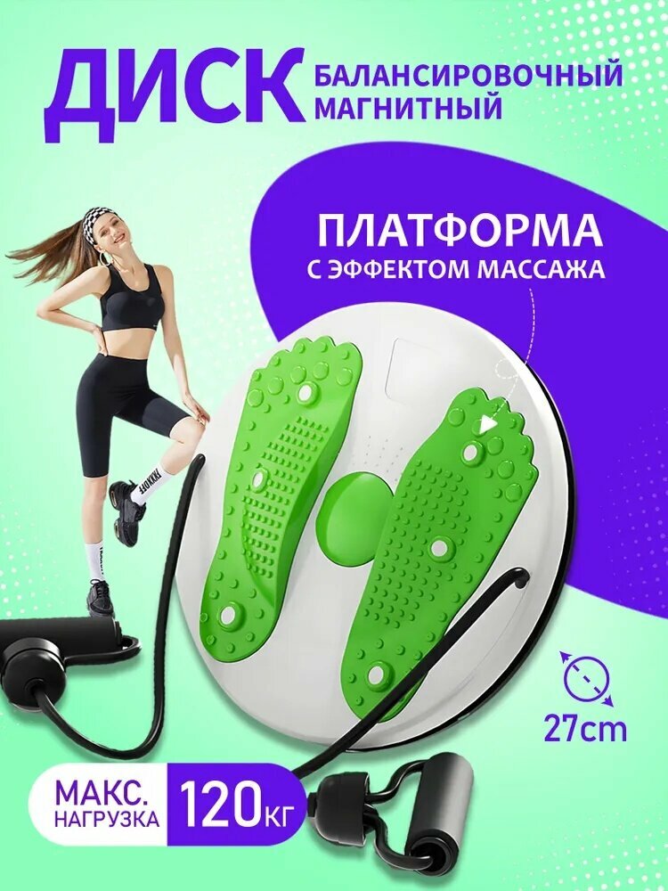 Диск здоровья с эспандерами и массажной платформой, фитнес диск, балансборд