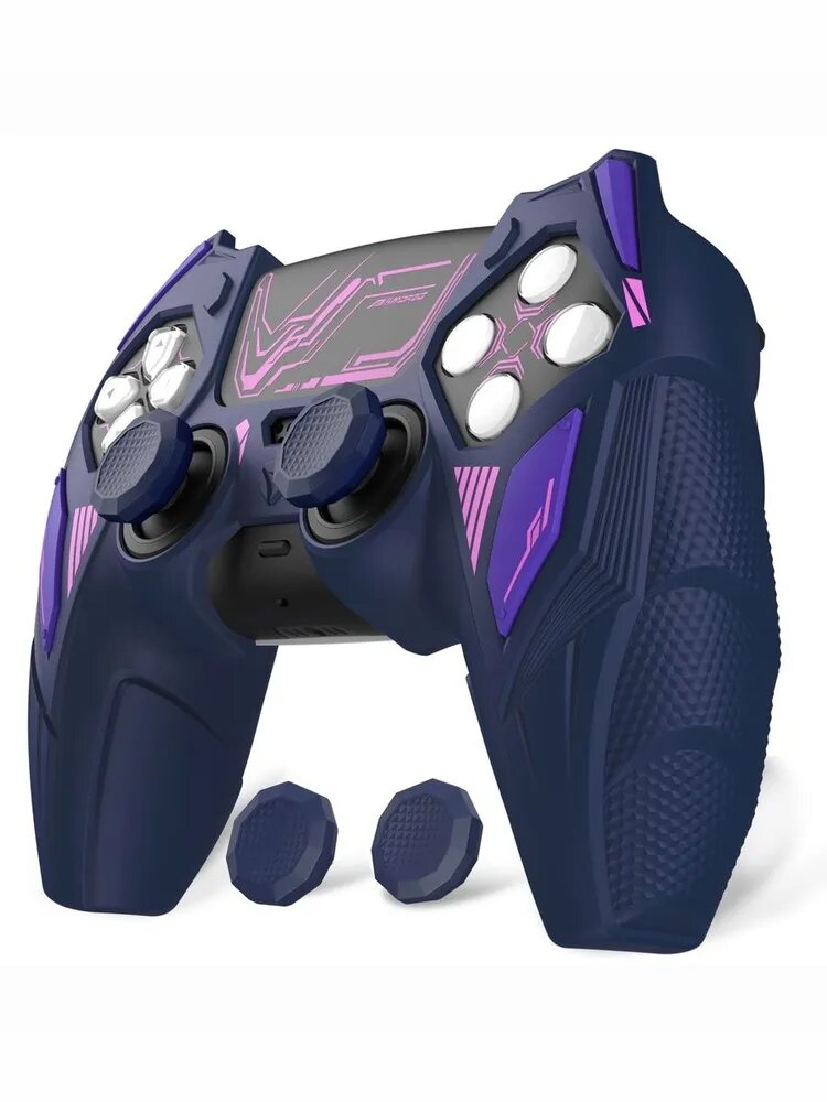 Силиконовый чехол для геймпада PS5 DualSense Mecha Rhino, совместим с док-станцией, сине-фиолетовый
