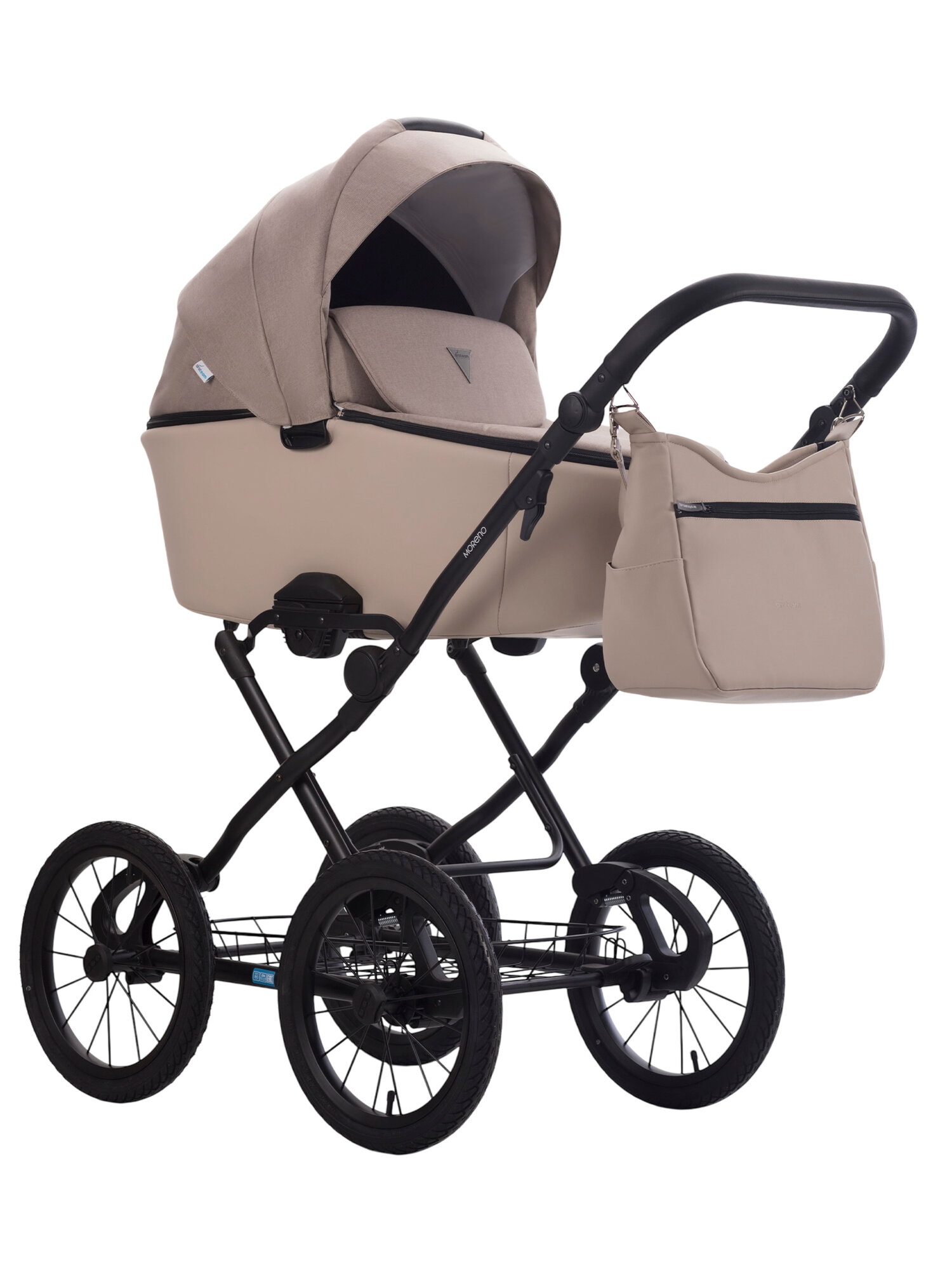 Коляска детская универсальная 2 в 1 Aroteam Moreno SL NEW, всесезонная, с большими надувными колесами, 02 св. бежевый