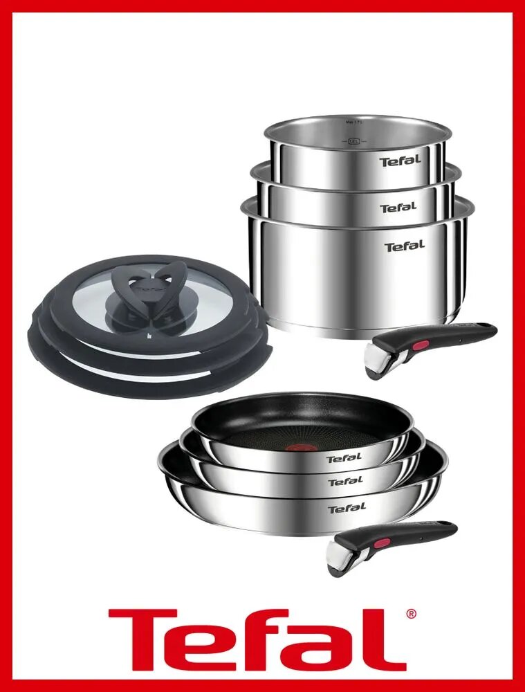 Tefal Сковорода Набор сковородок и кастрюль TEFAL Ingenio Emotion L897S474 & L8964S44 (8 шт.) крышка TEFAL Ingenio L9849053 (3 шт.), без крышки