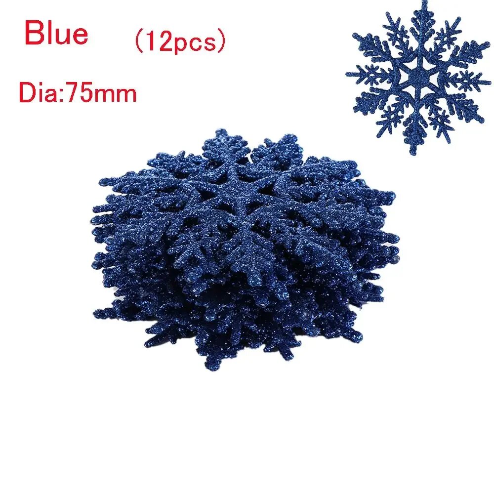 Пластиковые снежинки синие 12 шт, Dia:75mm