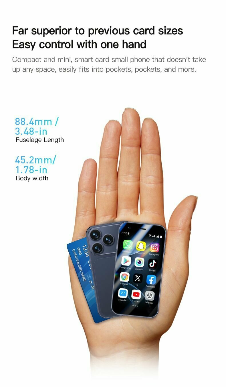 Новый мини-смартфон i17promax с 3,0-дюймовым сенсорным экраном Android 3G mobile phone A17mini поставляется напрямую с завода , белый — фото 1