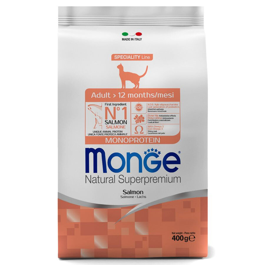 Сухой корм для кошек Monge Cat Speciality Line Monoprotein Adult, с лососем 400 г