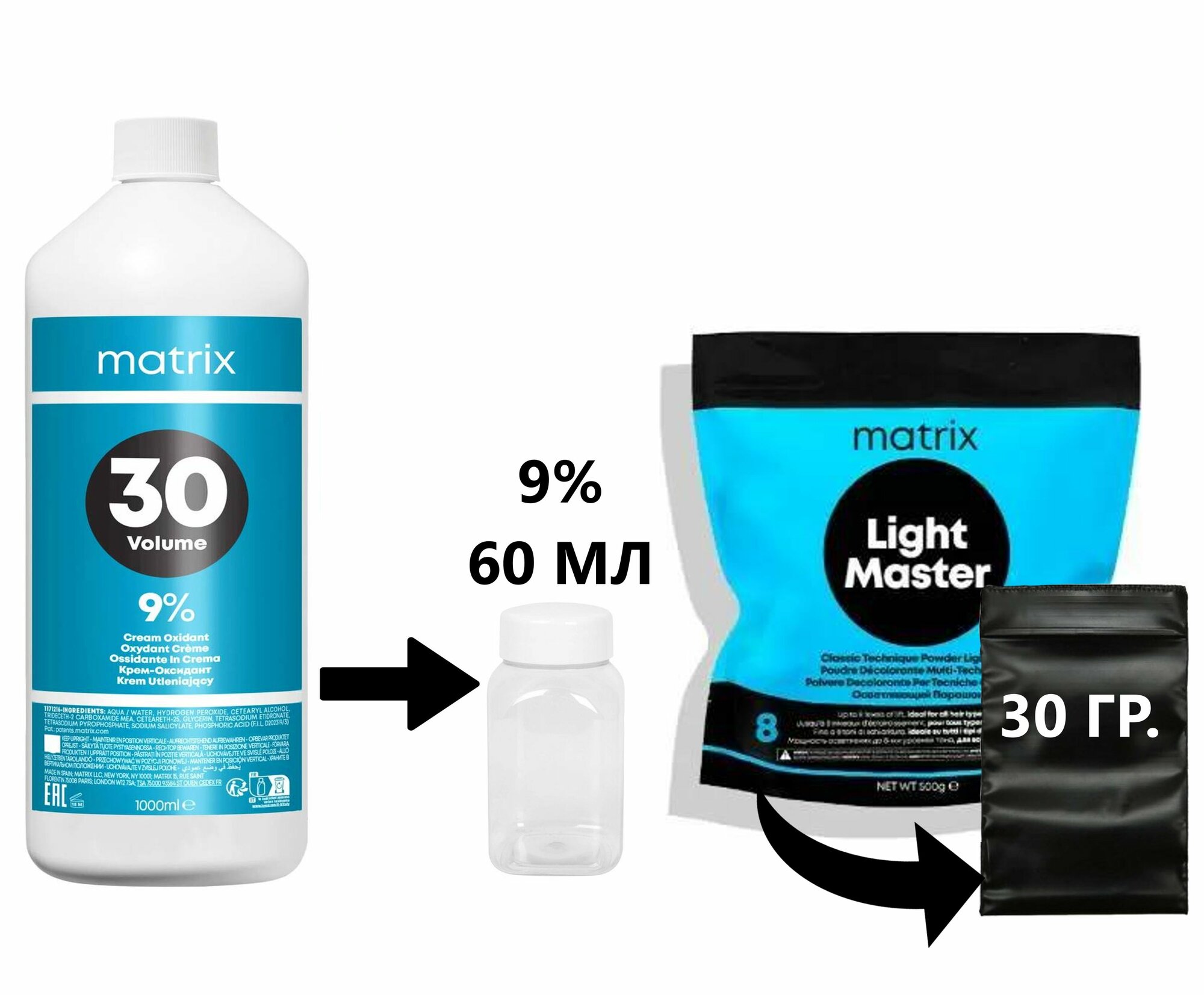 Набор для осветления Matrix оксид 9% 60мл+супра 30гр