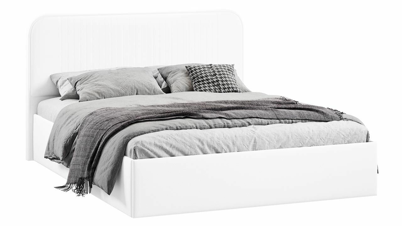 Кровать с ПМ Тиффани Тип 1 с заглушиной Экокожа белая Polo