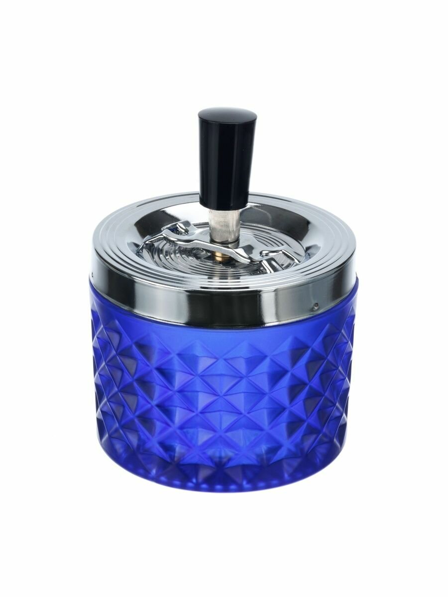 Пепельница бездымная для дома из стекла и стали S.QUIRE BK916H-Blue