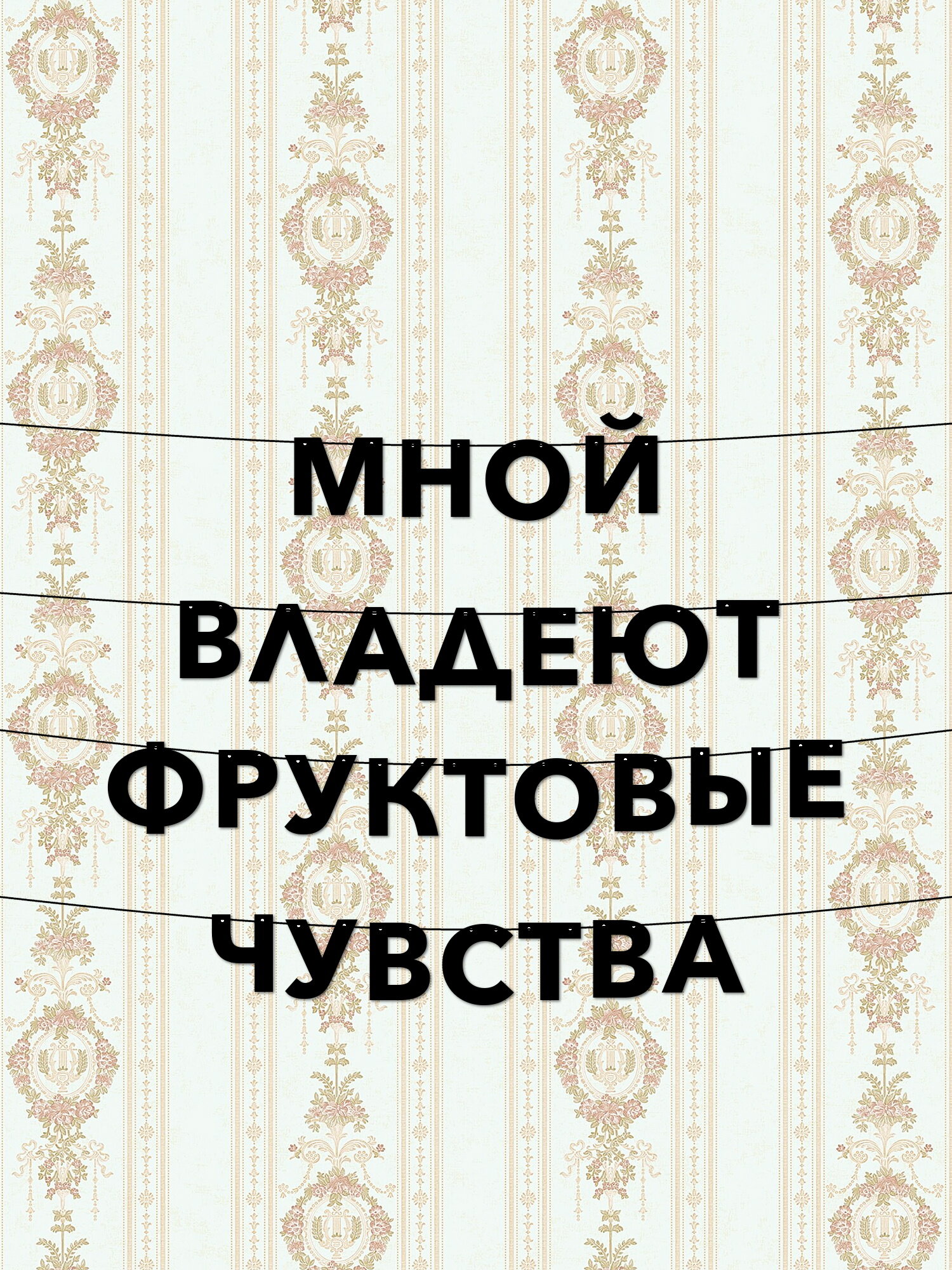 Многоразовая гирлянда-растяжка 'Мной владеют фруктовые чувства' - Легкий и стильный декор для праздников и фотосессий, высота букв 10 см, толщина букв 1 мм.