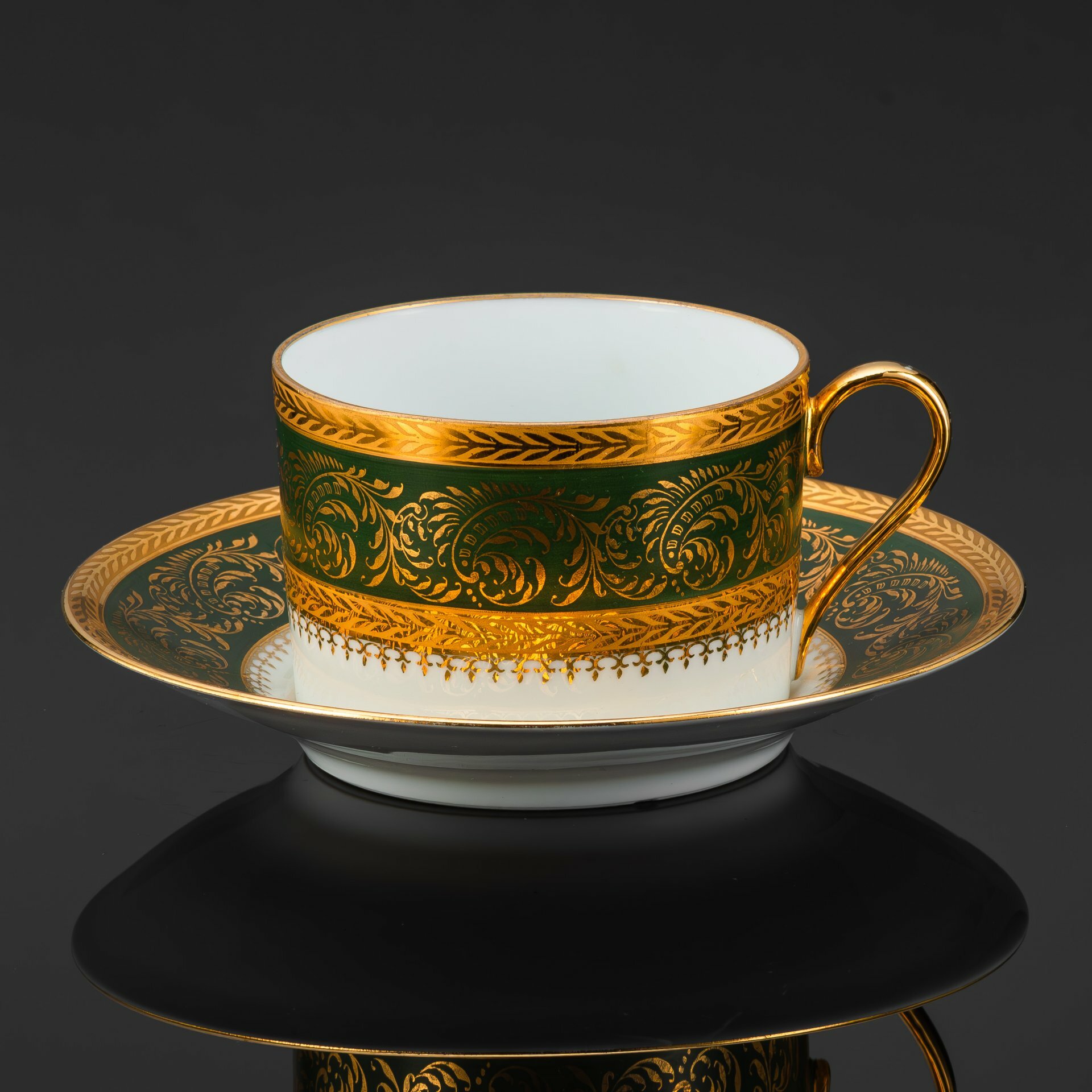 Кофейная пара в стиле ампир, B.R. Limoges France, фарфор, крытье, золочение, Франция