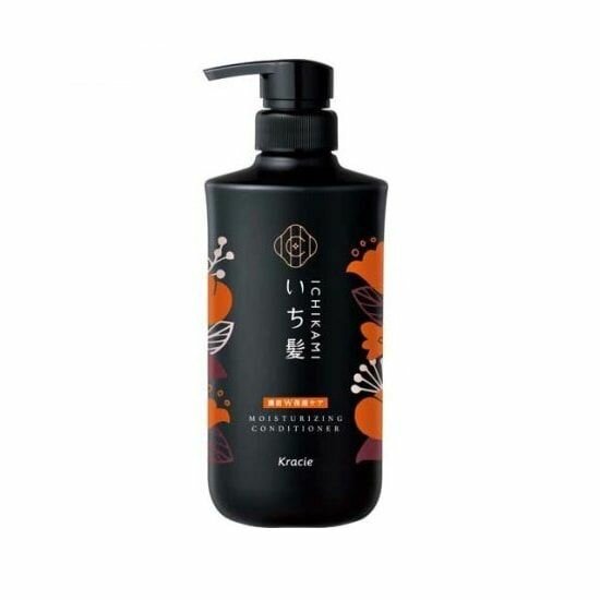 KRACIE Ichikami Double Moisturizing Care Conditioner Кондиционер для интенсивного увлажнения поврежденных волос, с ароматом абрикоса и цветущей горной вишни, помпа 480г.