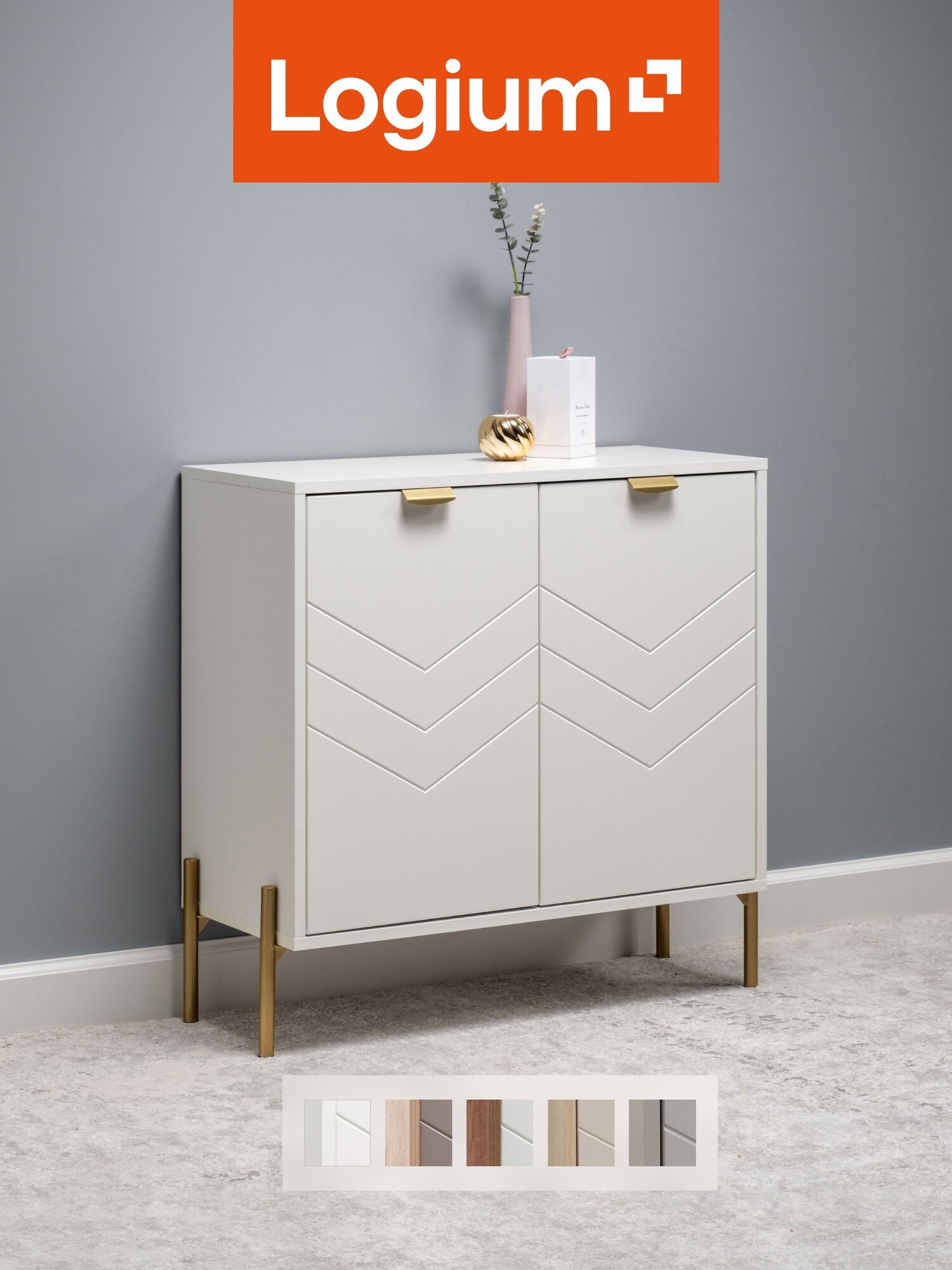 Комод белый для вещей с дверцами, 79х34х76 см, Венеция 16.229.02, Белый шагрень