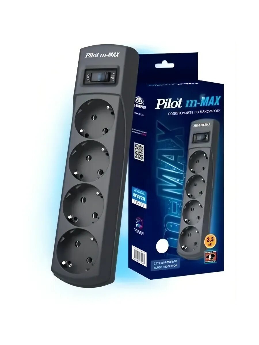 Фильтр сетевой Pilot m-MAX 5м 145 4роз. серый