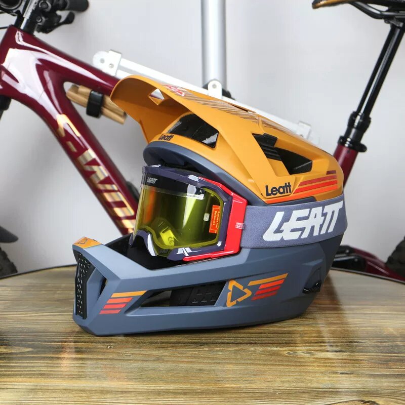 Шлем LEATT4.0 с отстегивающимся полнолицевым визором для горных велосипедов, эндуро, даунхилла, внедорожной езды на