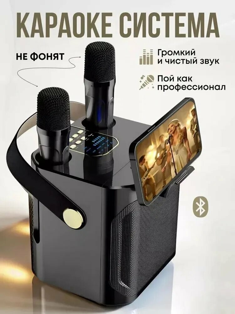 Портативная колонка с 2 микрофонами для караоке на улице, Bluetooth 5.3, 10 Вт