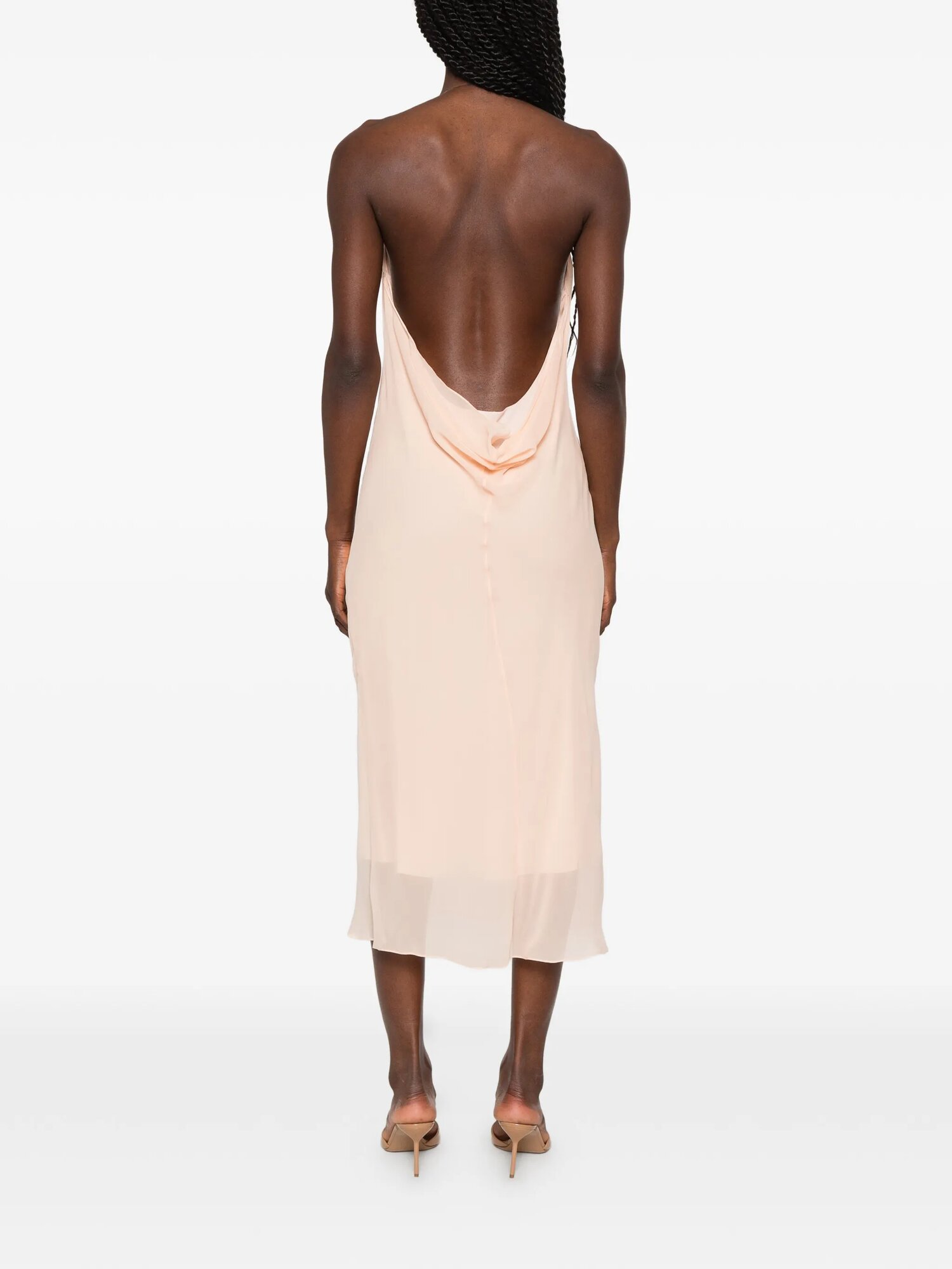 Платье MUGLER Cowl-neck backless midi dress, размер 36, коралловый/розовый — фото 1