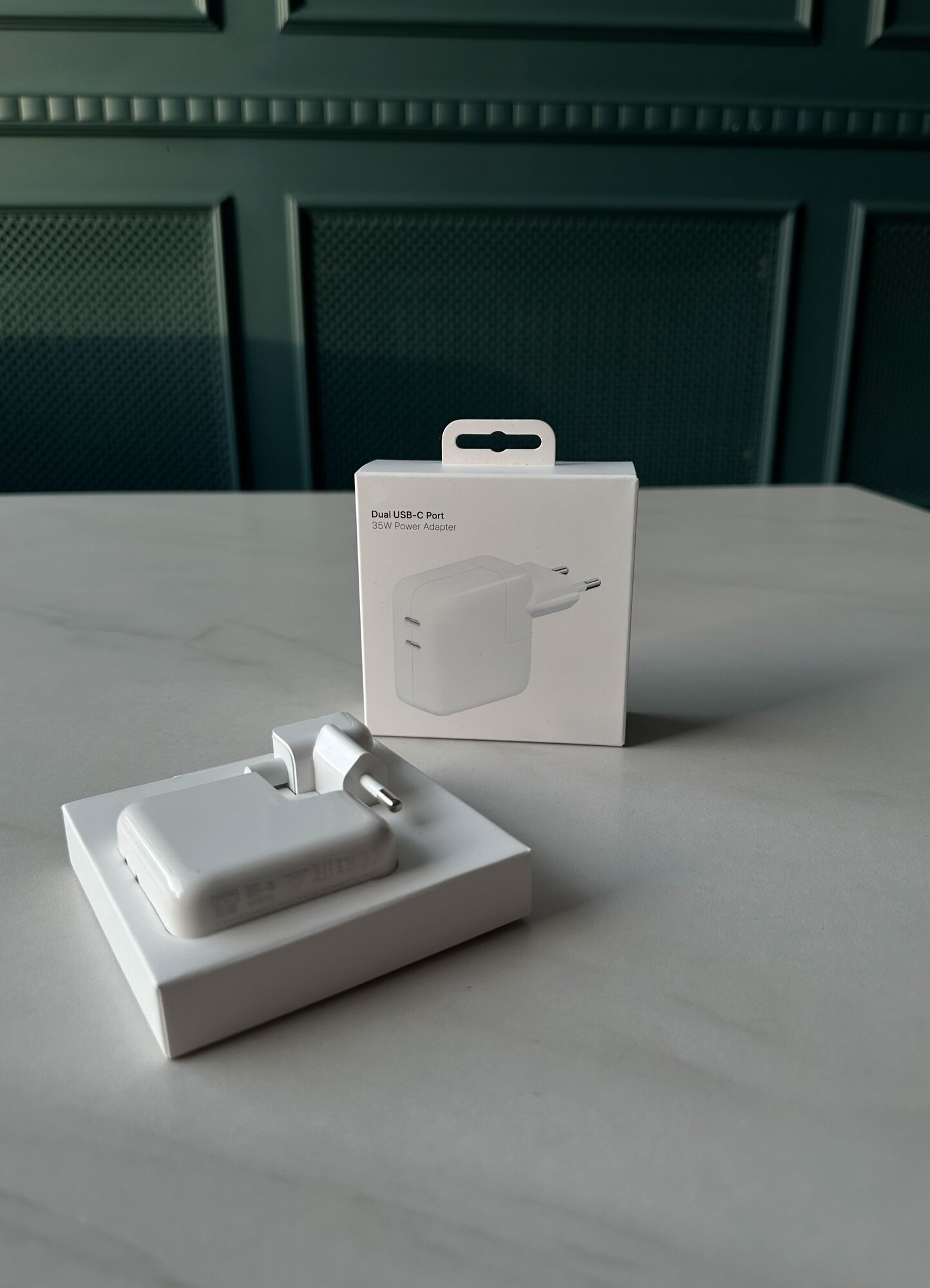 Адаптер Dual USB Port 35w (MW2K3ZM/A), совместим с iPhone, iPad, AirPods, MacBook, быстрая зарядка