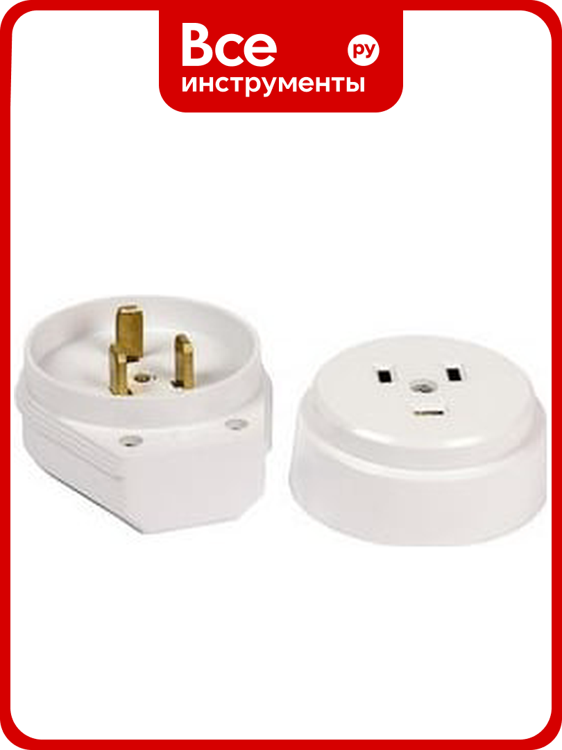 Разъем для плиты Smartbuy 32А 250В 2P+PE ОУ пластиковый белый SBE-IS1-250-P, пластиковая