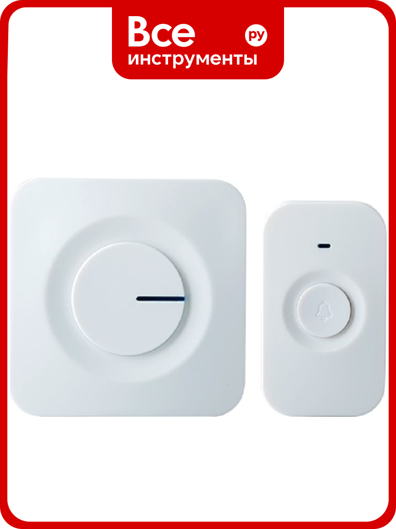 Беспроводной звонок garin DoorBell DB1WBAT белый BL1 с световой индикацией, накладным монтажом и защитой