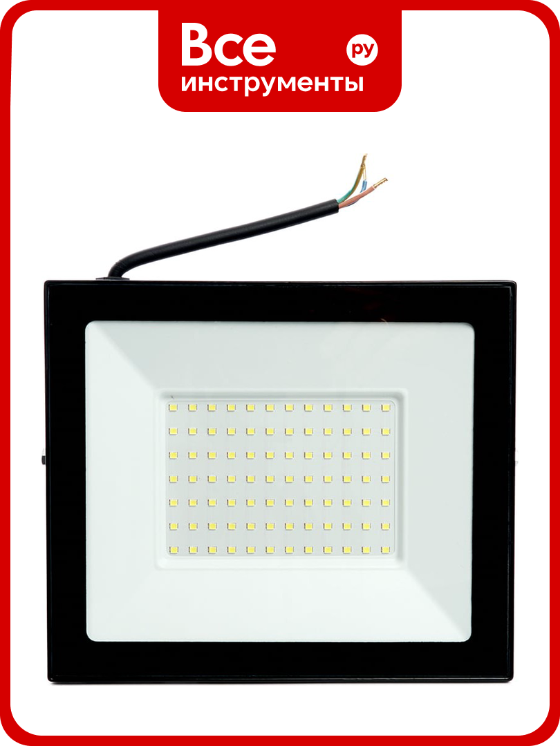 Светодиодный прожектор SAFFIT sfl90-100 ip65 черный, 55230, алюминиевый корпус, прямоугольный дизайн, монтажная скоба