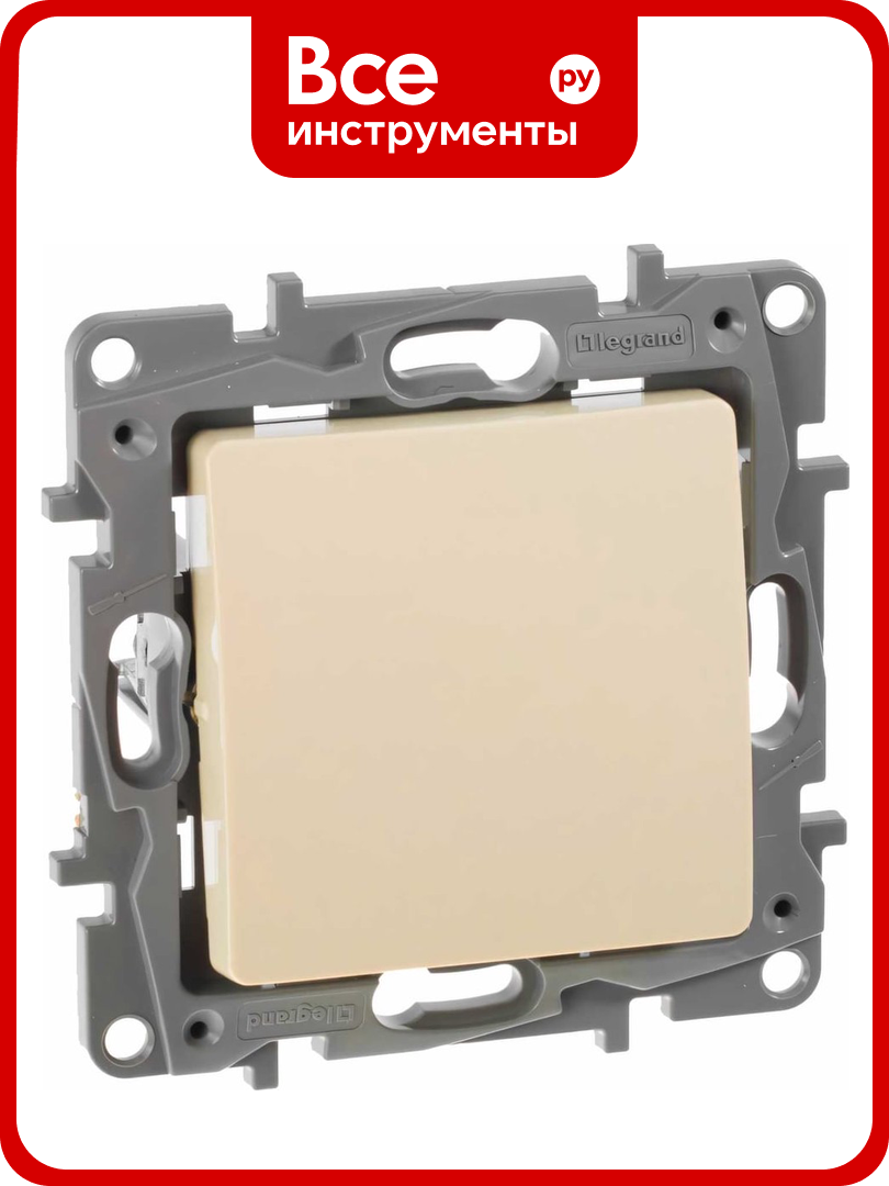 Выключатель, Legrand, Legrand одноклавишный Legrand Etika 10А 250В безвинтовые зажимы слоновая кость