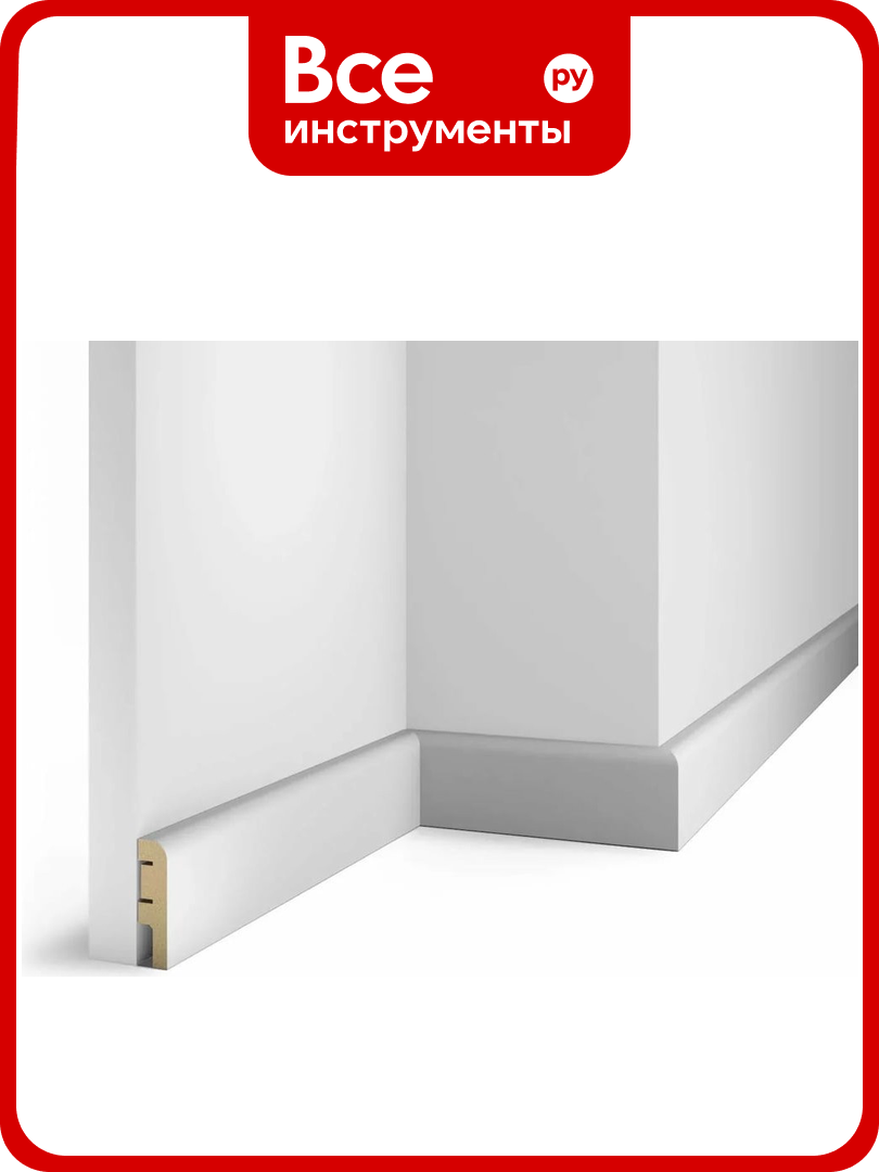 Плинтус COSCA DECOR AP02 под покраску, белый, 60x16x2400 мм, МДФ, с пазом СПБ077577