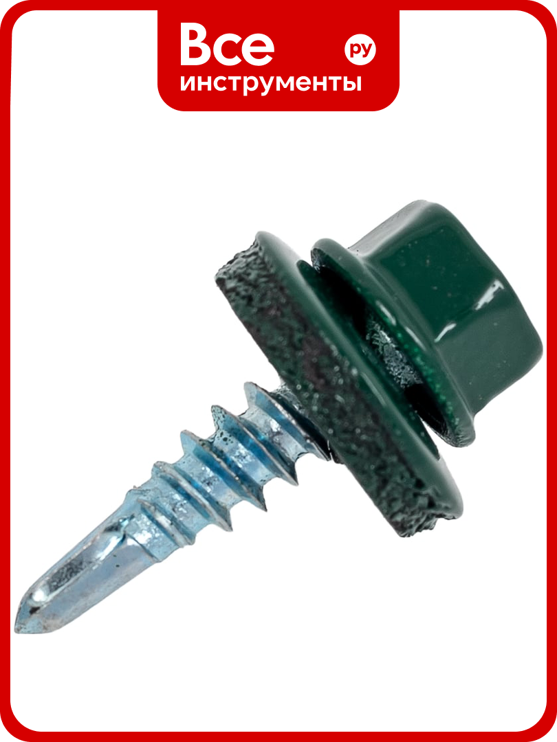 Саморез КРС Госкреп RAL6005 4,8x19 (100 шт.) (тк=16) 14-0022207 оцинкованное покрытие, шестигранная головка