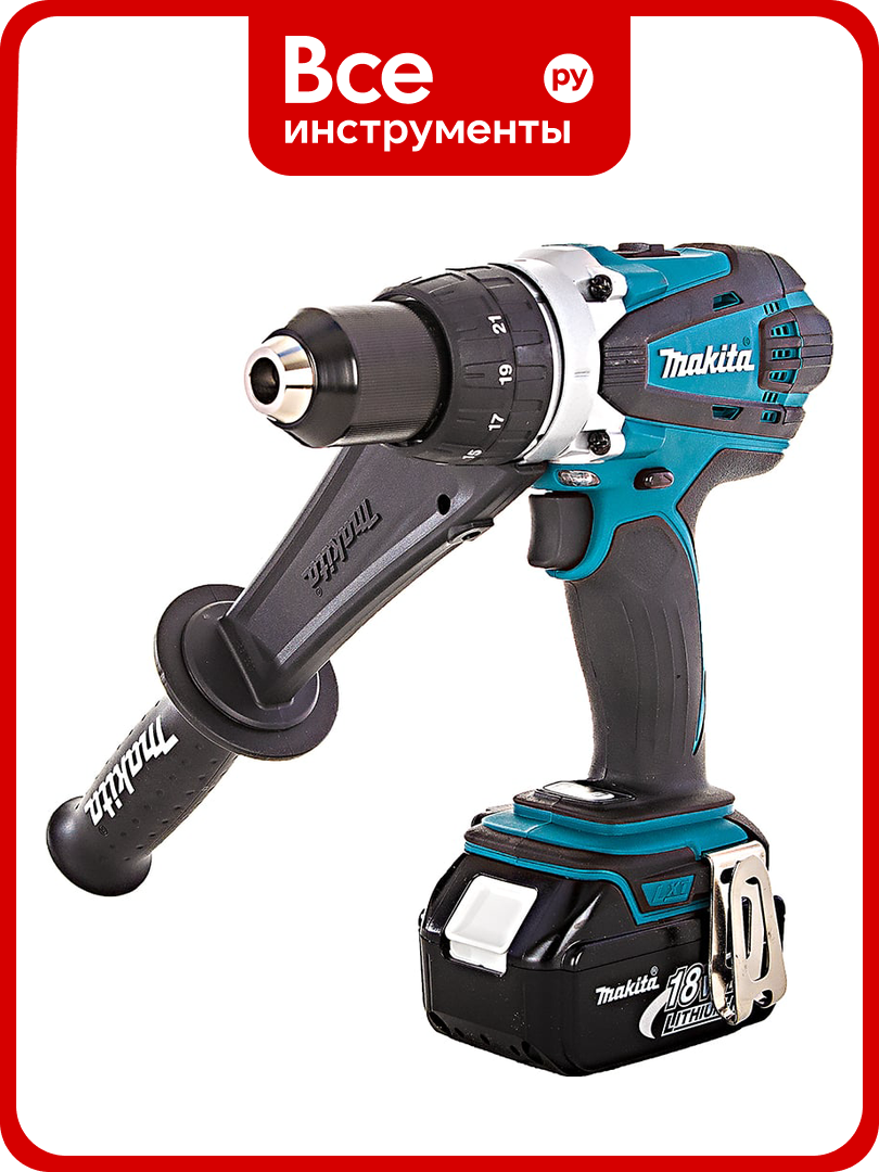 Аккумуляторная дрель-шуруповерт Makita DDF458RFE профессиональная с подсветкой и блокировкой шпинделя