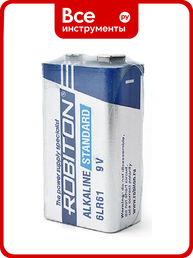 Батарея Robiton STANDARD 6LR61 9V 12780, для использования приборах высоким средним энергопотреблением часах