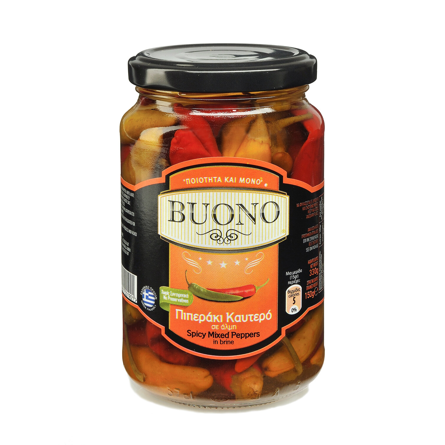 Перец острый ассорти красный и зеленый, BUONO 330г