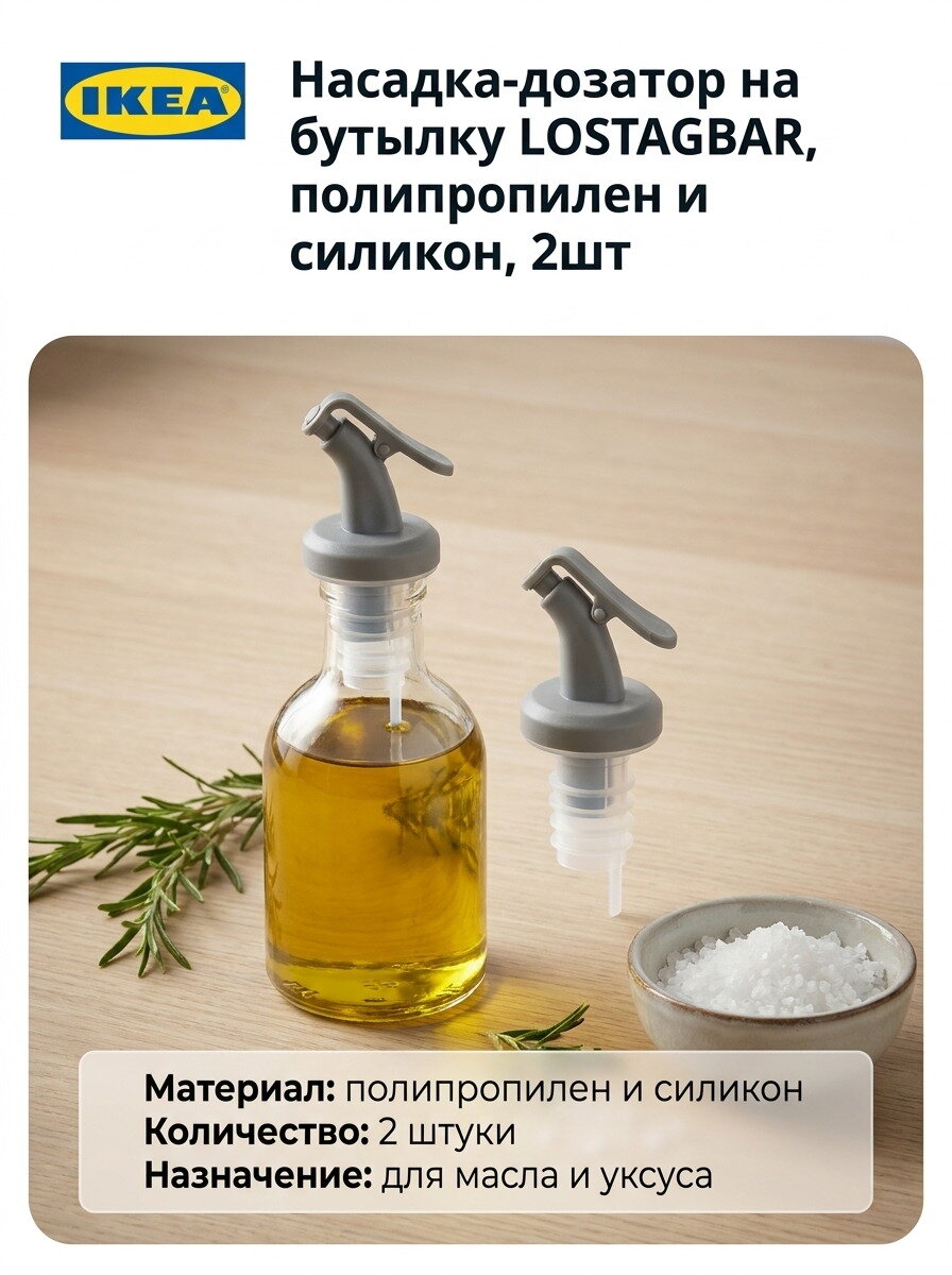 Насадка-дозатор на бутылку LOSTAGBAR, полипропилен и силикон, 2шт