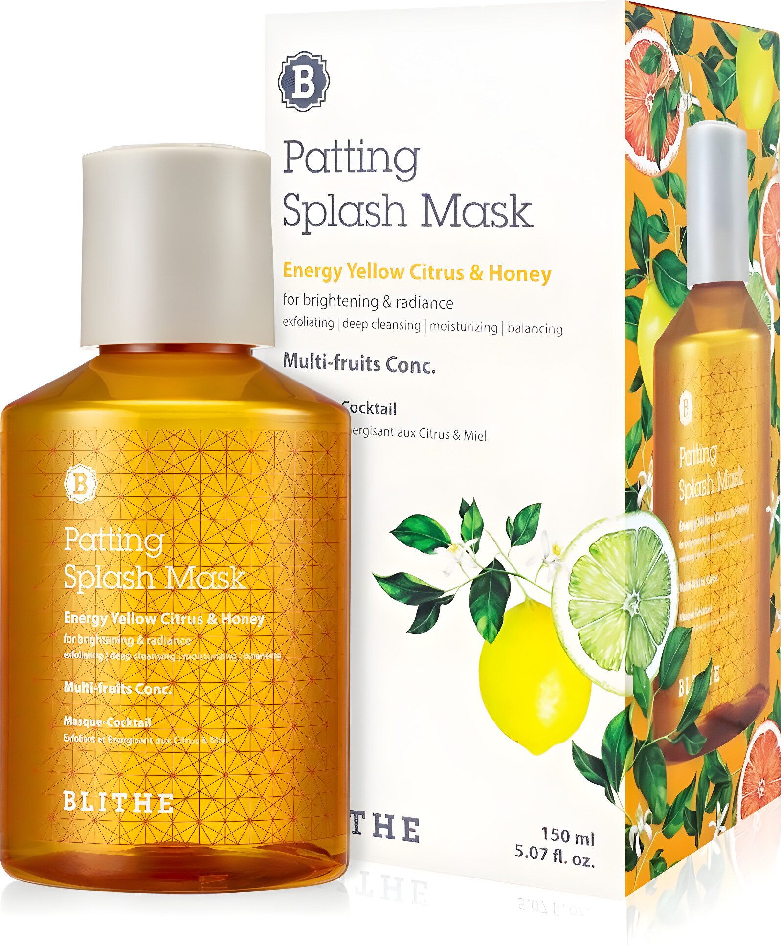 Blithe Сплэш-маска для сияния "Энергия цитрус и мед" 150 мл Patting Water Pack Energy Yellow Citrus & Honey 150 150g