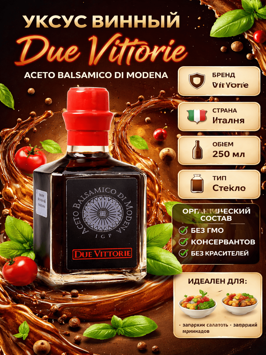 Уксус винный Due Vittorie Aceto Balsamico di Modena бальзамический, 250мл