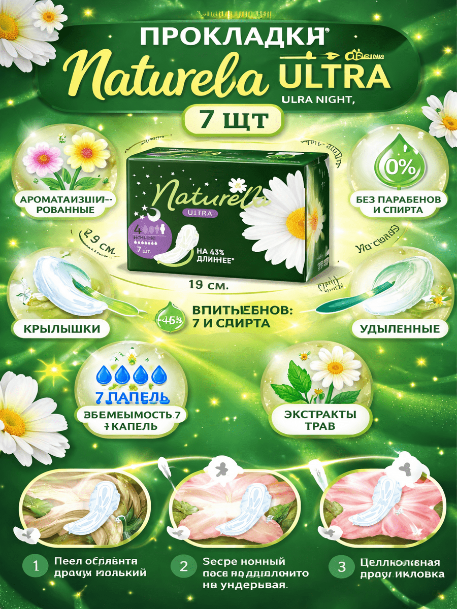 Прокладки гигиенические Naturella Ultra Night, 7шт
