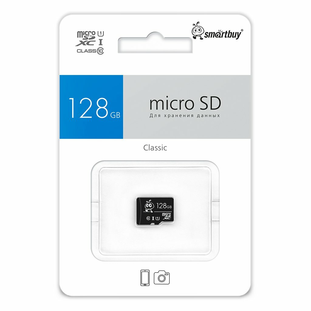 Карта памяти MicroSDXC 128Gb SmartBuy SB128GbSDCL10-00 class 10 б/ад UHS-I /