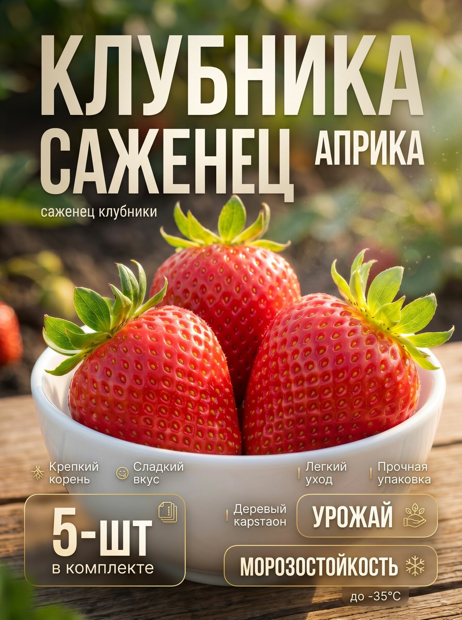 Саженцы клубники априка 5-шт, доедет хоть куда