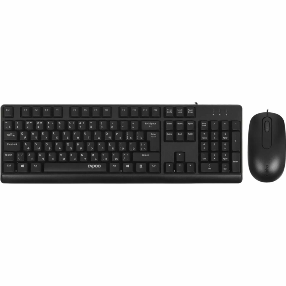 Набор клавиатура+мышь RAPOO проводная X130PRO, цвет - черный, 2379983