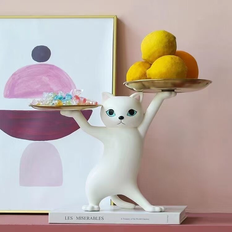 Конфетница "Веселый кот", универсальная, квадратная, white, из смолы, 36*25*17см, 1шт